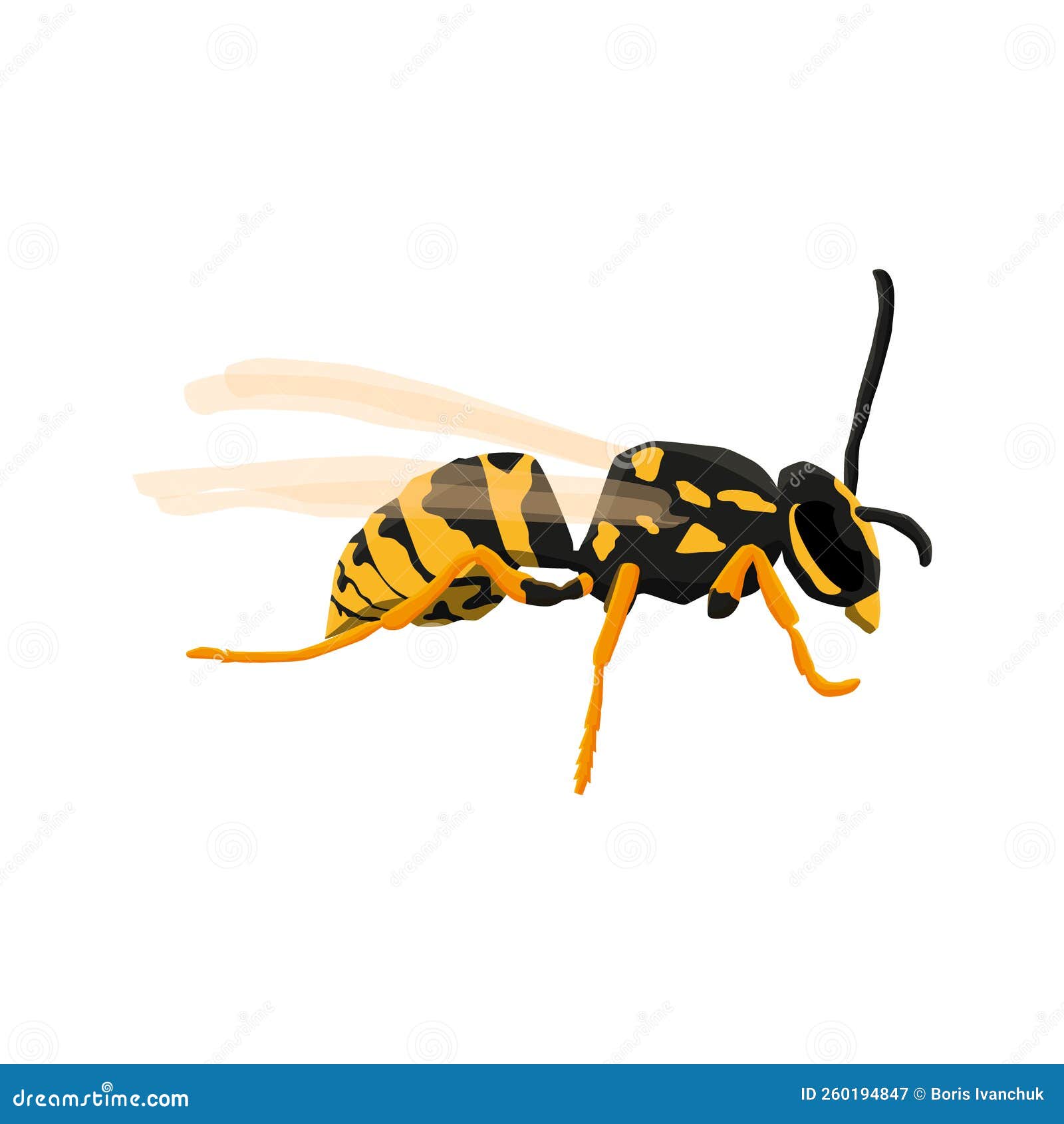 Insect Wasp Icon. Black Wasp Vector Illustration On A White Background ...