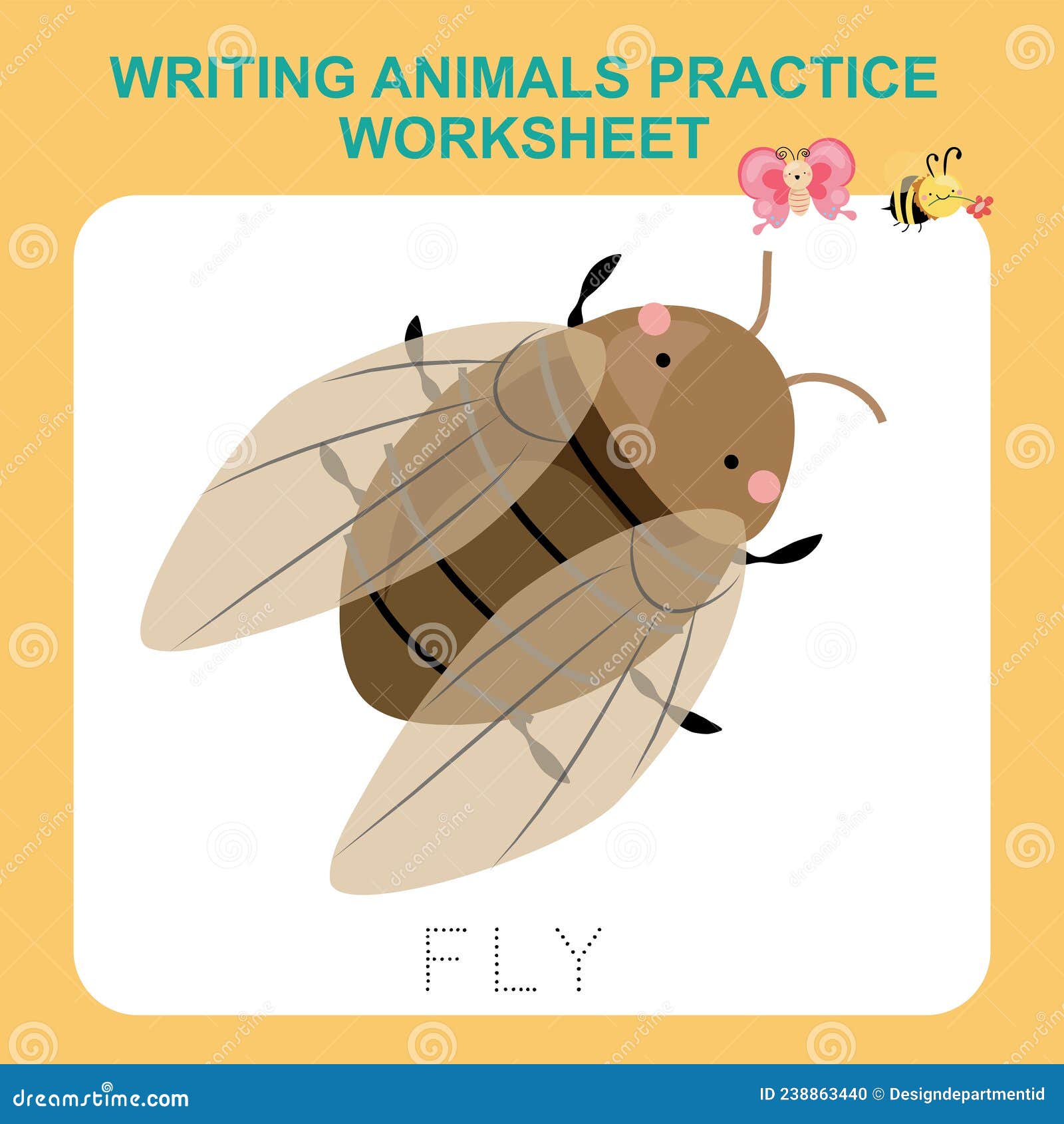 Writing Insect Name Worksheet for Preschool Stock Vector - Illustration ...