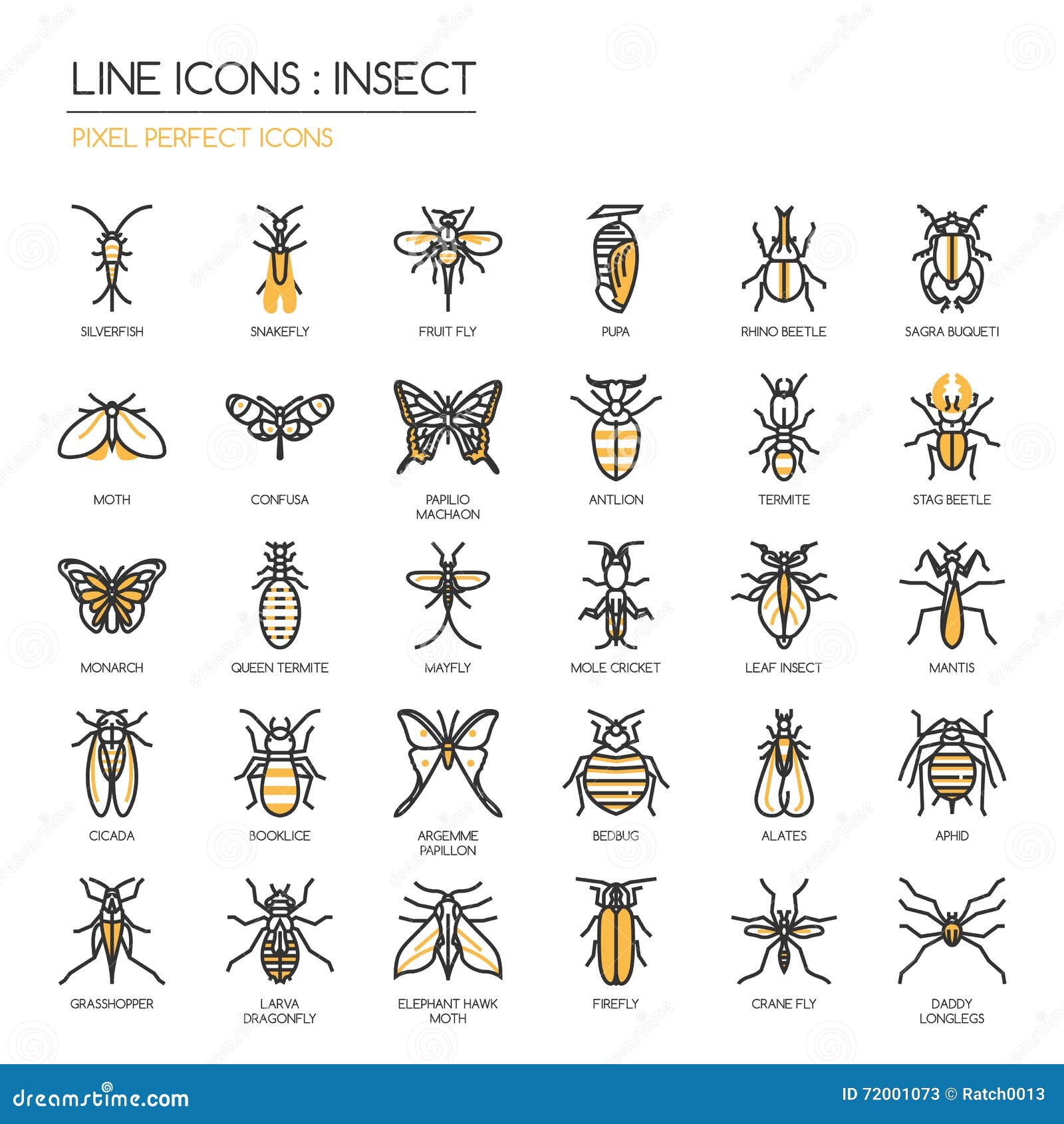 Insecte, Icône Parfaite De Pixel Illustration de Vecteur - Illustration ...