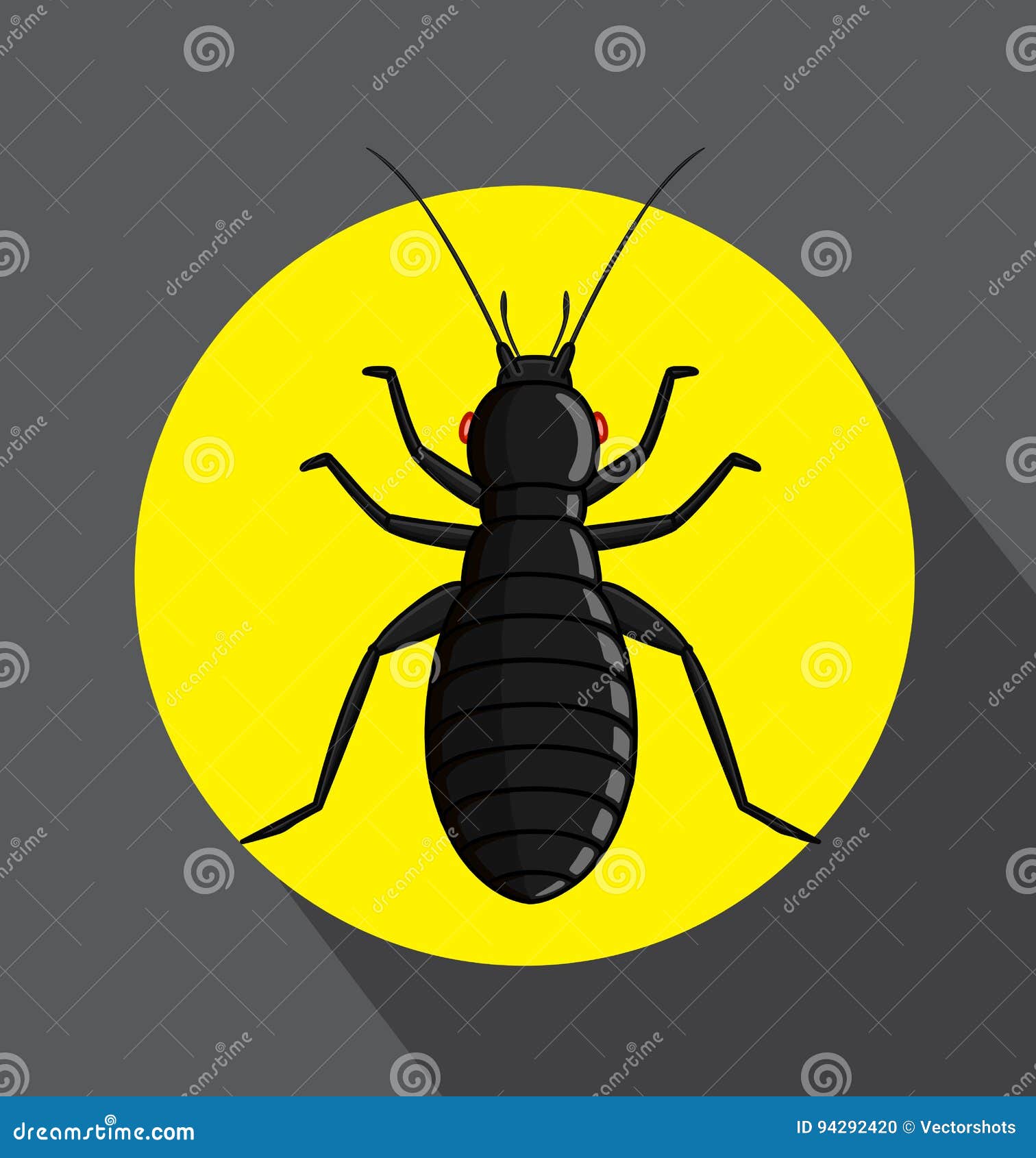 Insecte noir de pou illustration de vecteur. Illustration du plat ...