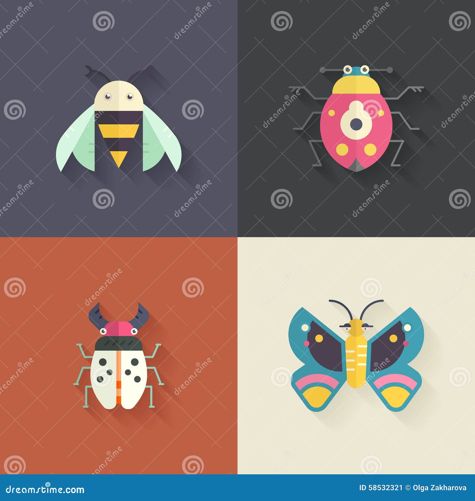 Insectes avec l'ombre illustration de vecteur. Illustration du logo ...