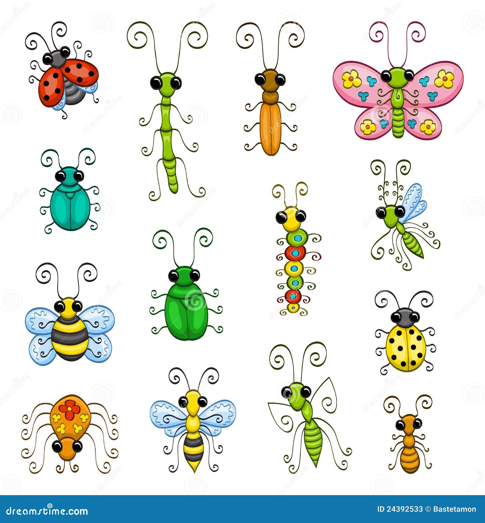 Insectes de dessin animé illustration de vecteur. Illustration du ...