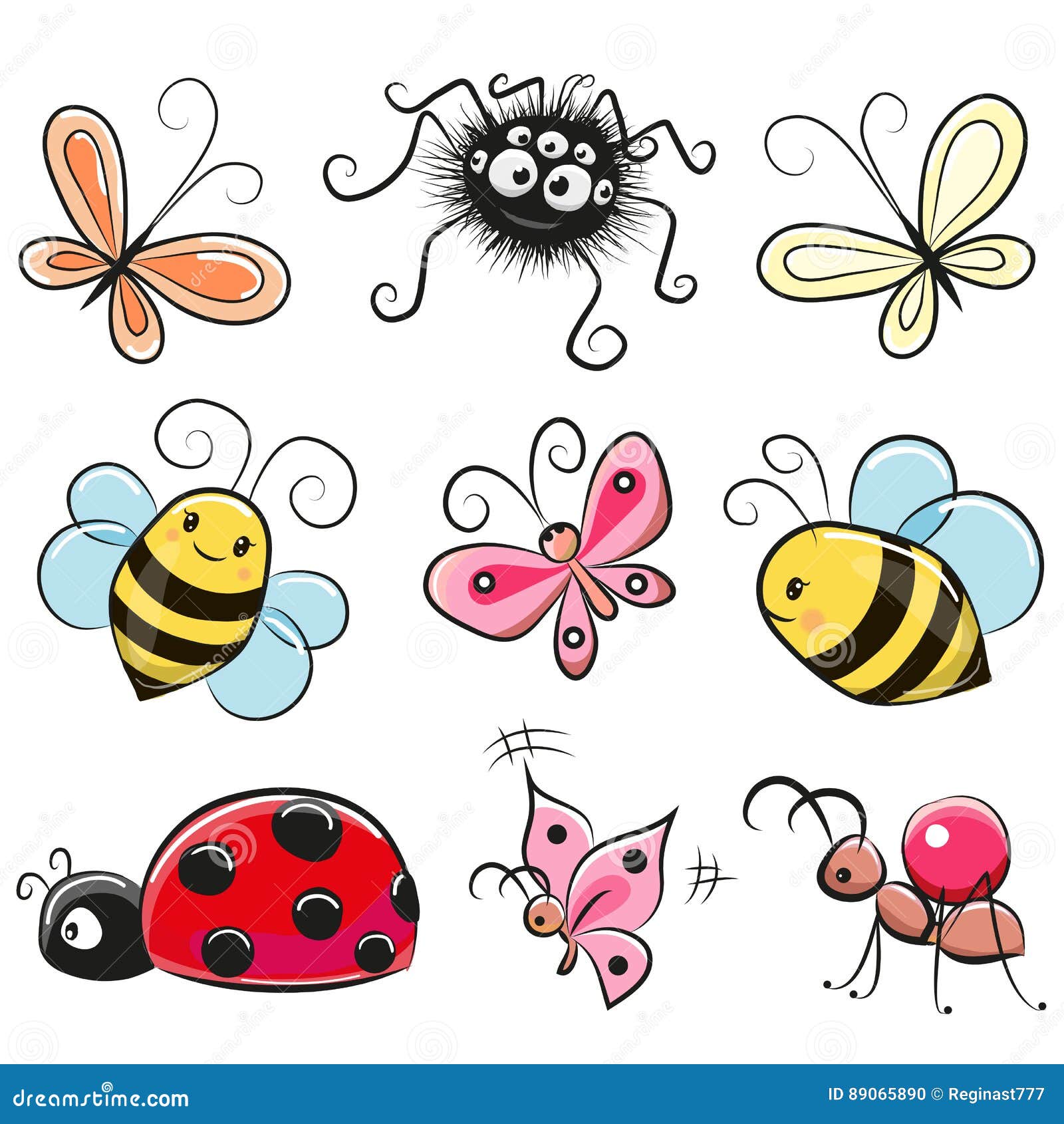 Insectes Mignons De Bande Dessinée Illustration de Vecteur ...