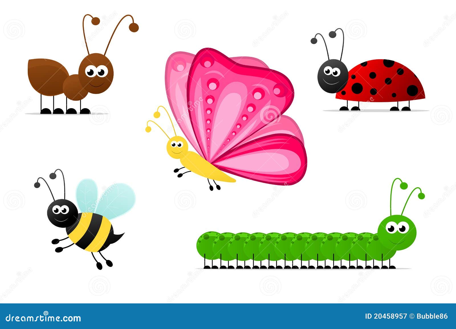 Insectes Simples De Dessin Animé Illustration de Vecteur - Illustration ...