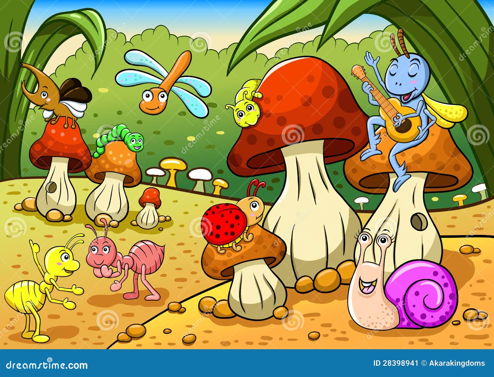 Insectos en la tierra ilustración del vector. Ilustración de divertido ...