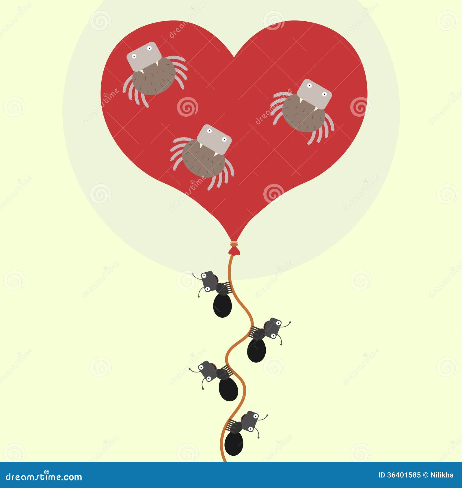 Insects and a Balloon Heart Stock Illustration - Illustration of ...