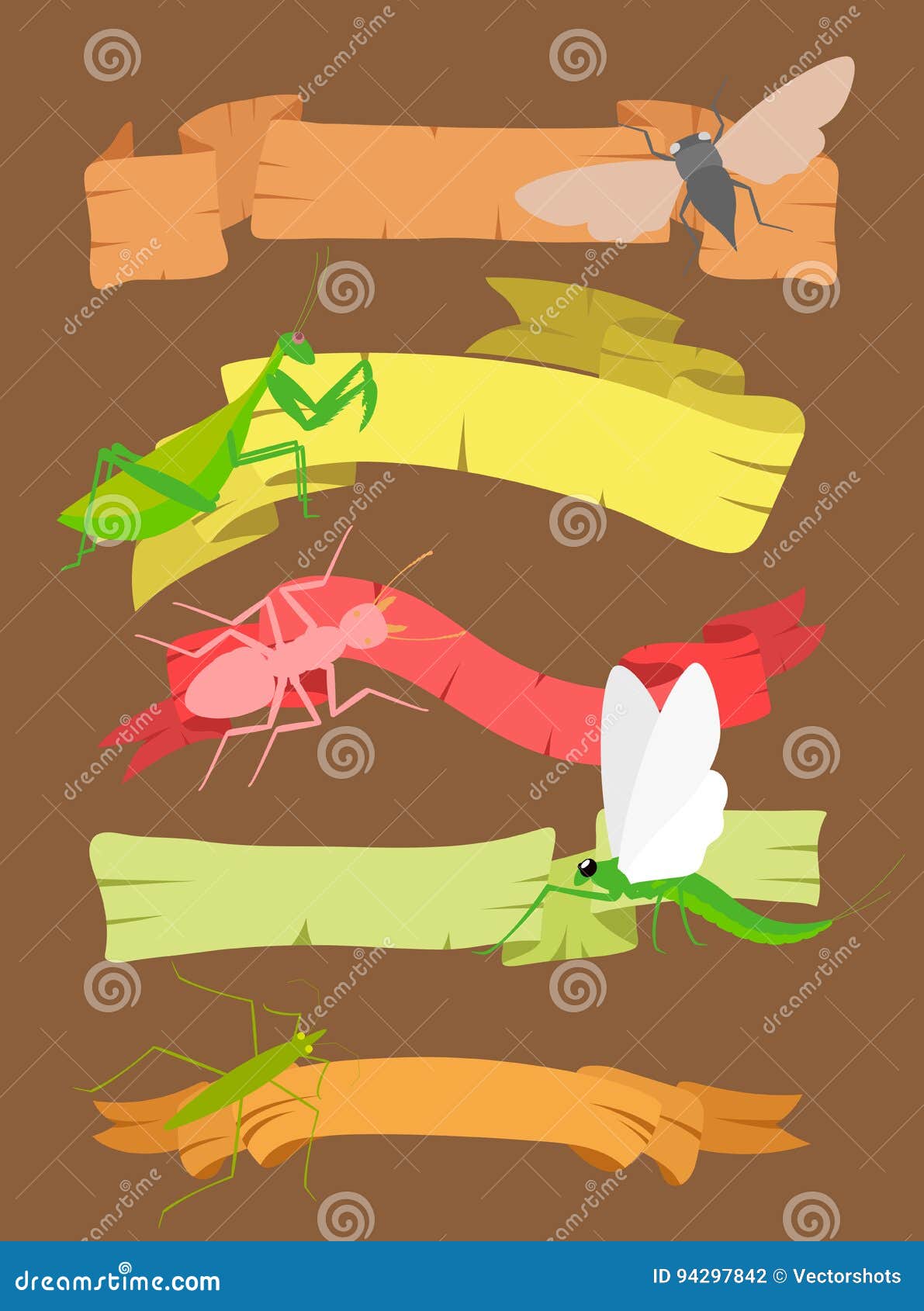 Insects Banners stock vector. Illustration of cicada - 94297842