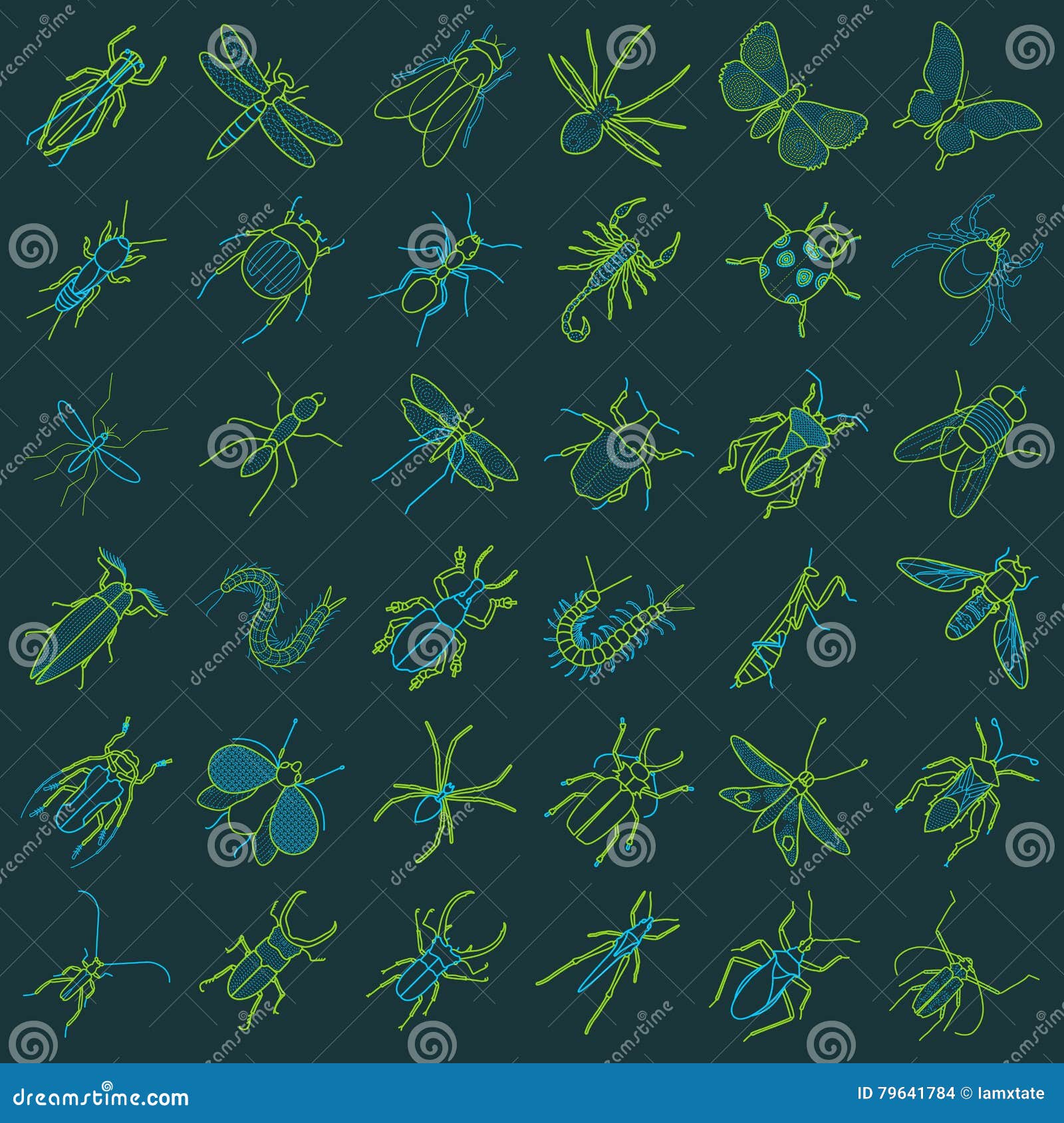 Fly Insect. Outline Silhouette. Design Element. Vector Illustration ...