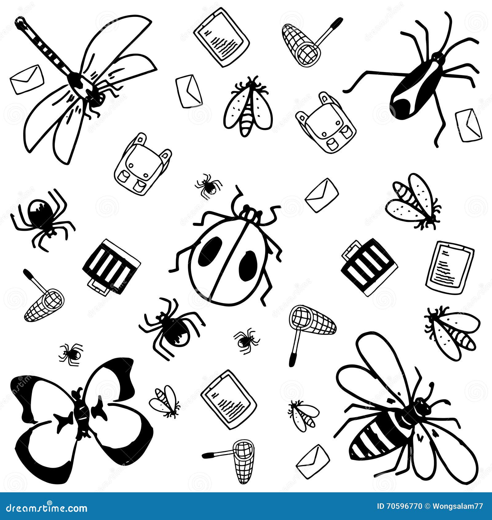 Insects Doodle Set Vector Illustration | CartoonDealer.com #199575816