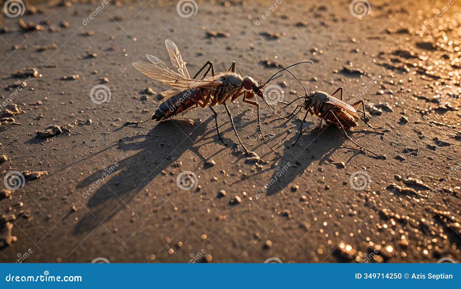 Insects Fighting on the Surface of the Mud Stock Illustration ...