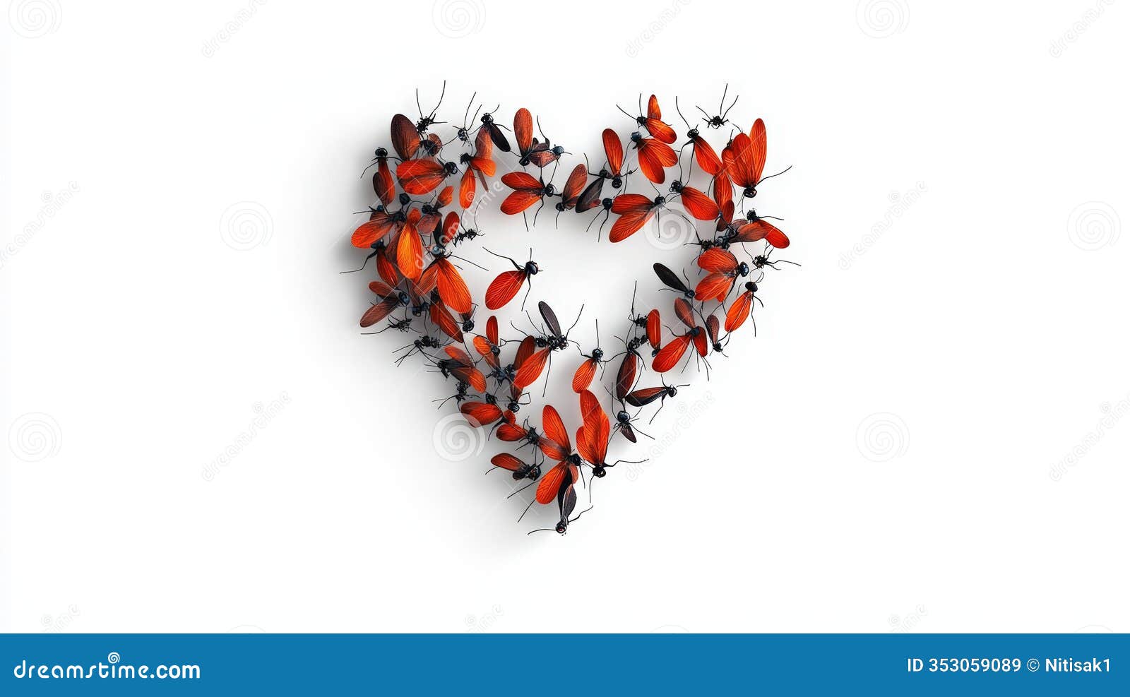 Insects Forming a Heart Shape White Background Stock Illustration ...