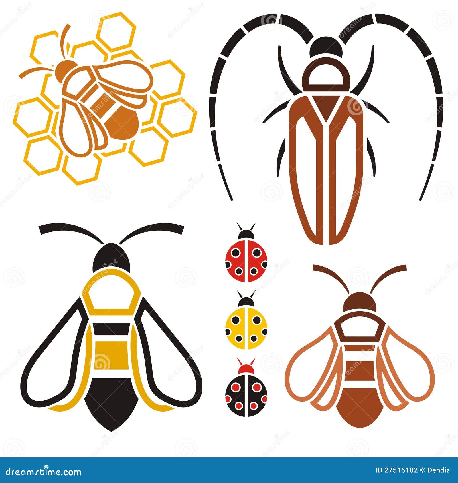 Insects-icons, objects stock vector. Illustration of honeycomb - 27515102