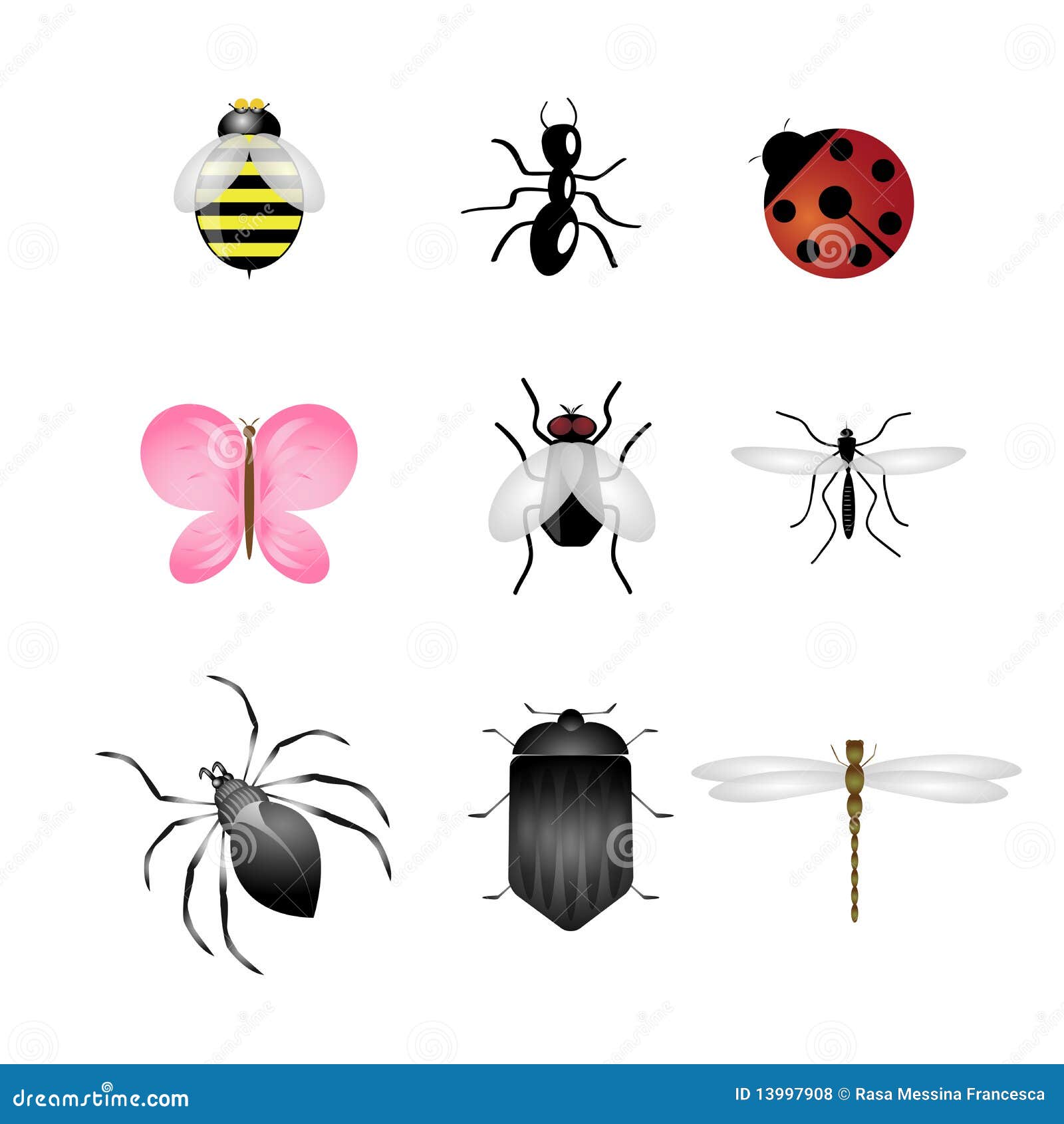Insects icons set stock vector. Illustration of beetle - 13997908