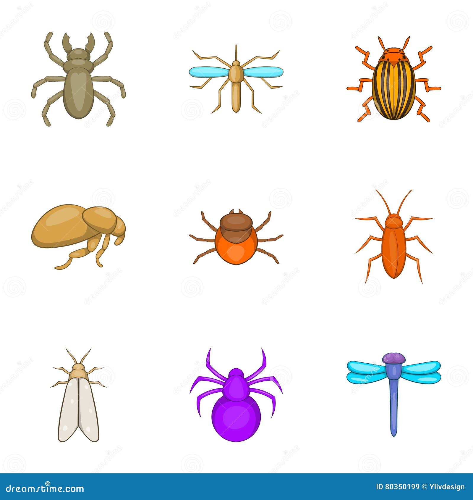 Insects Icons Set, Cartoon Style Stock Vector - Illustration of blood ...