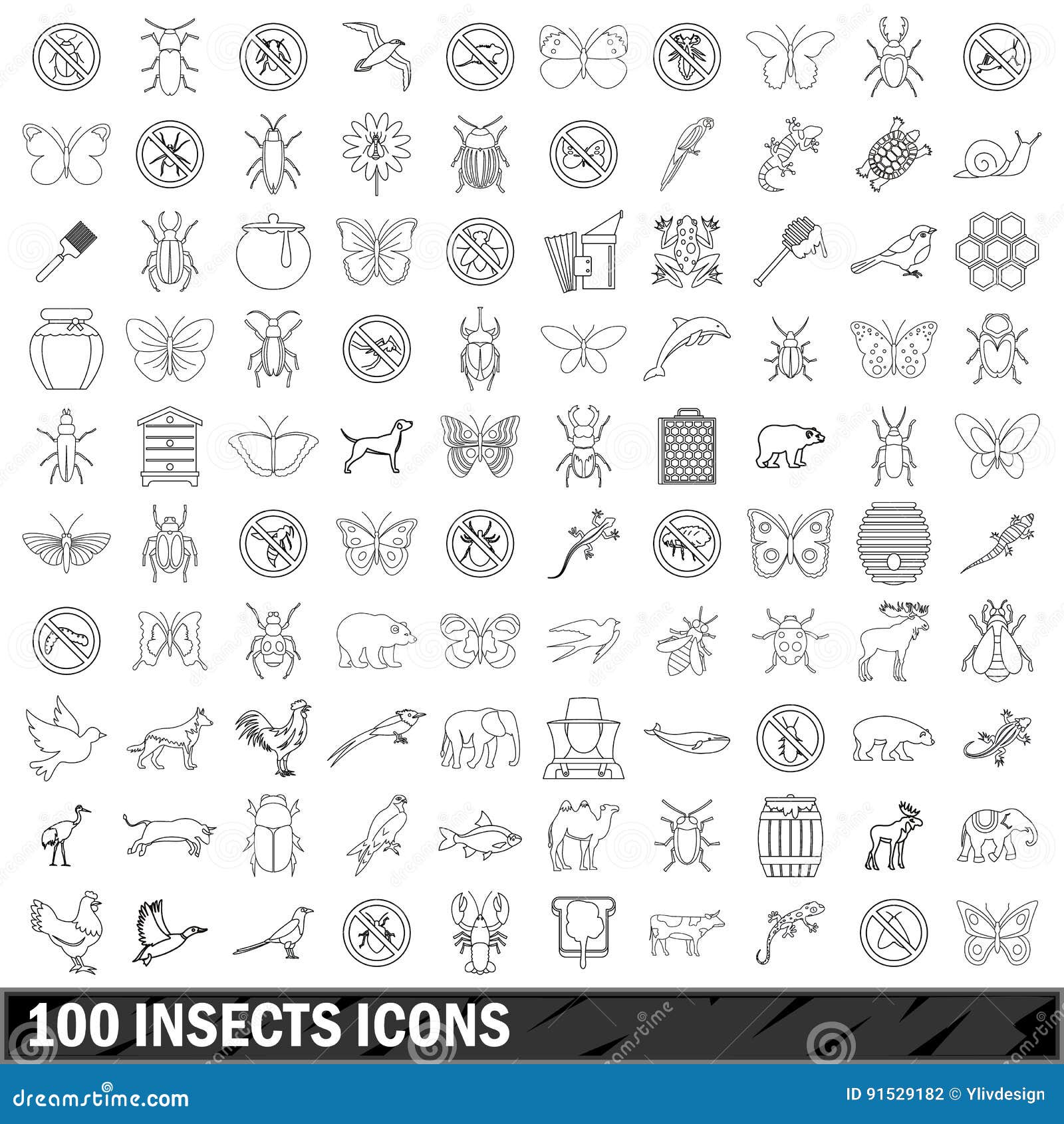 Insects Icons Collection Is A Vector Illustration With Editable Stroke ...