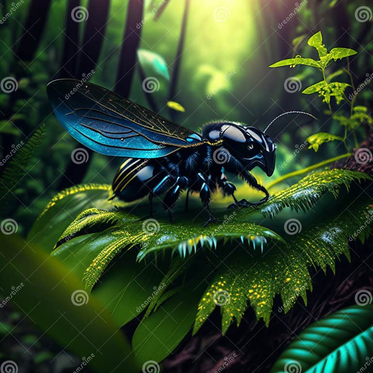 Insects in the Jungle. 3d Rendering. Computer Digital Drawing Stock ...