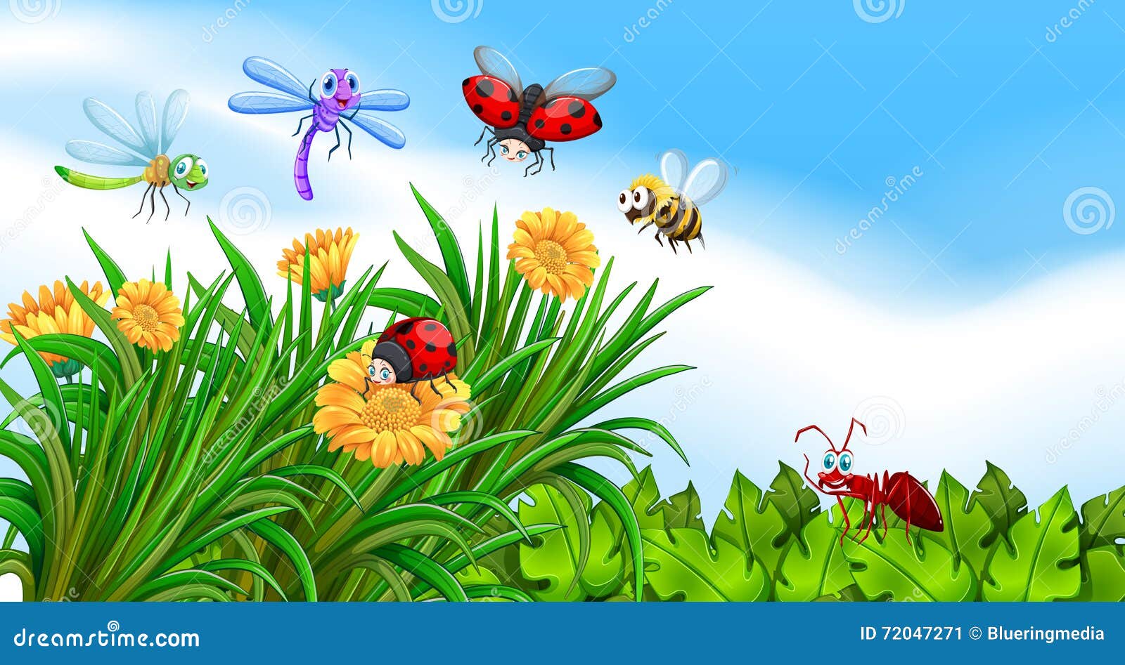 Insects Living in the Garden Stock Vector - Illustration of background ...