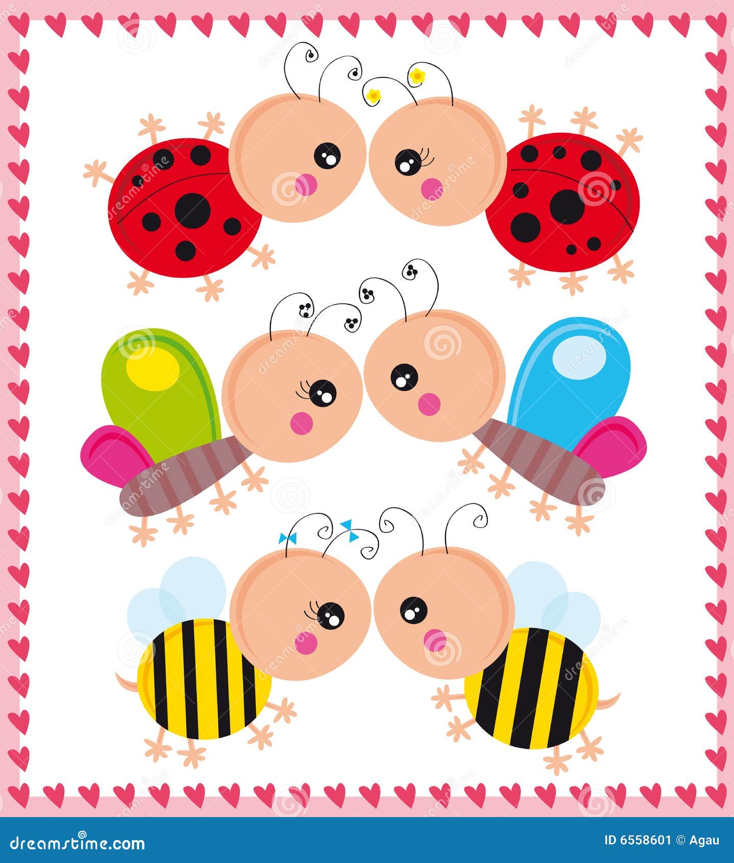 Insects in love stock vector. Illustration of hearts, insects - 6558601