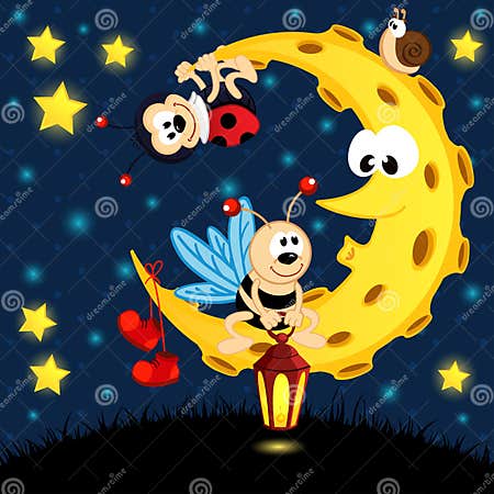 Insects on the moon stock vector. Illustration of insects - 42924362