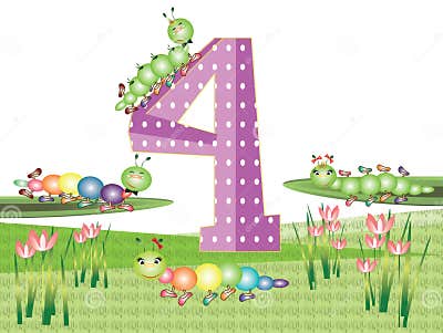 Insects and Numbers Series ,4 Stock Vector - Illustration of education ...