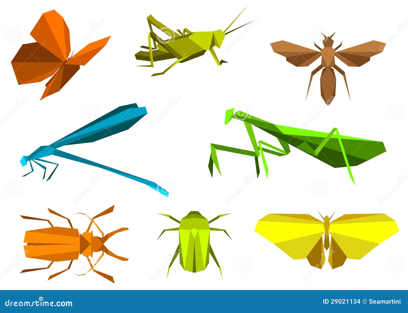 Insects In Origami Paper Elements Stock Vector - Illustration of cute ...