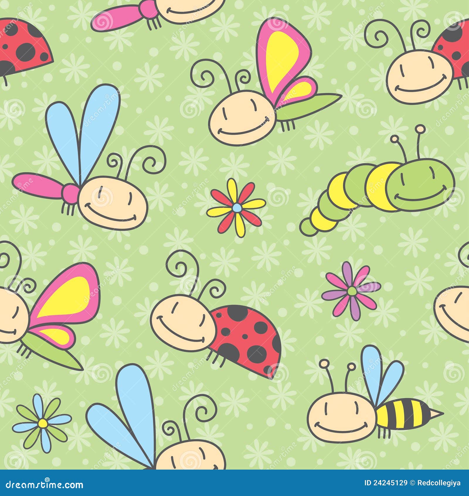 Insects pattern stock vector. Illustration of caterpillar - 24245129