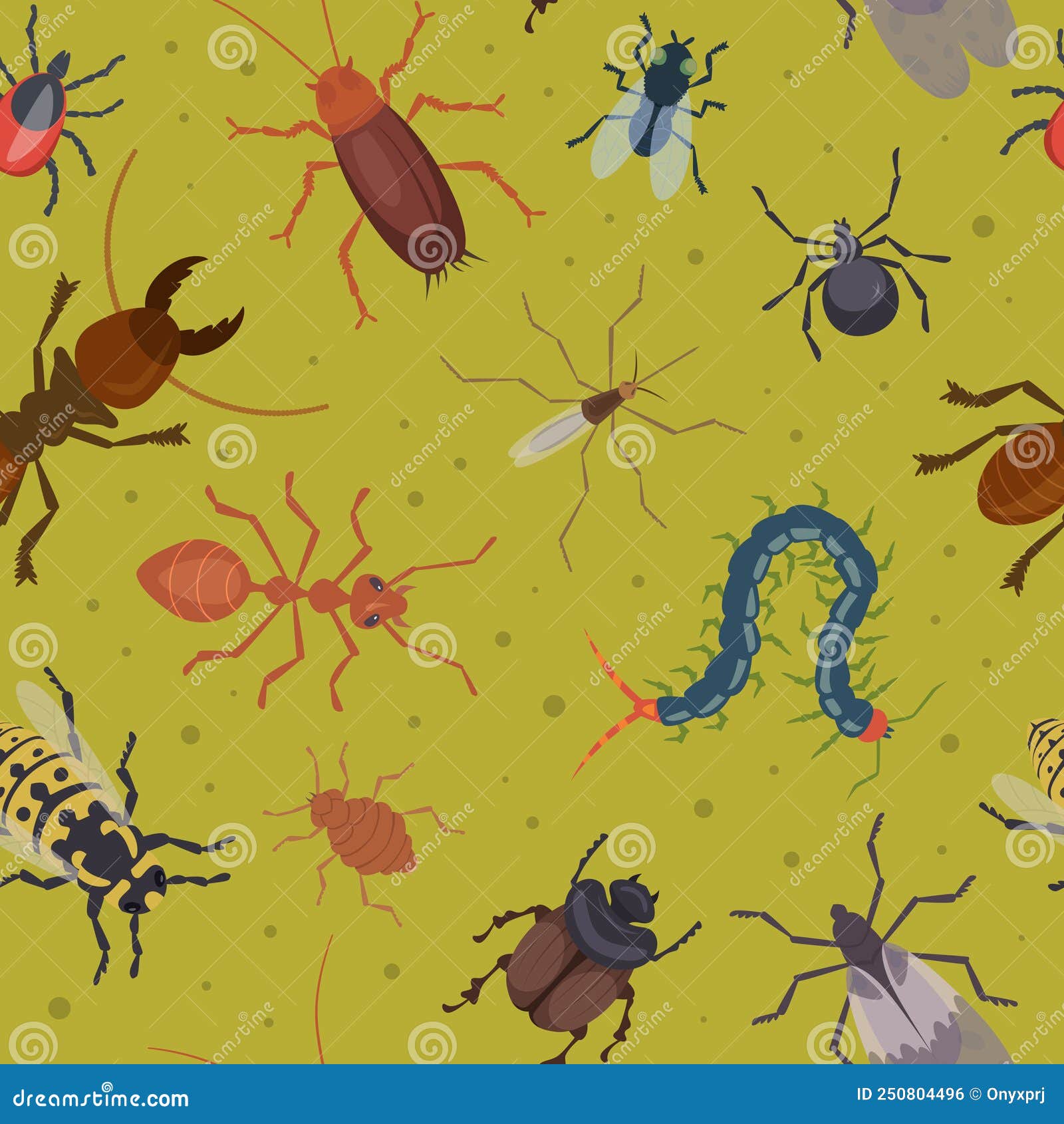 Harmful Bugs. Danger Insects Ladybug Ants Pests Roaches Centipede Flea ...