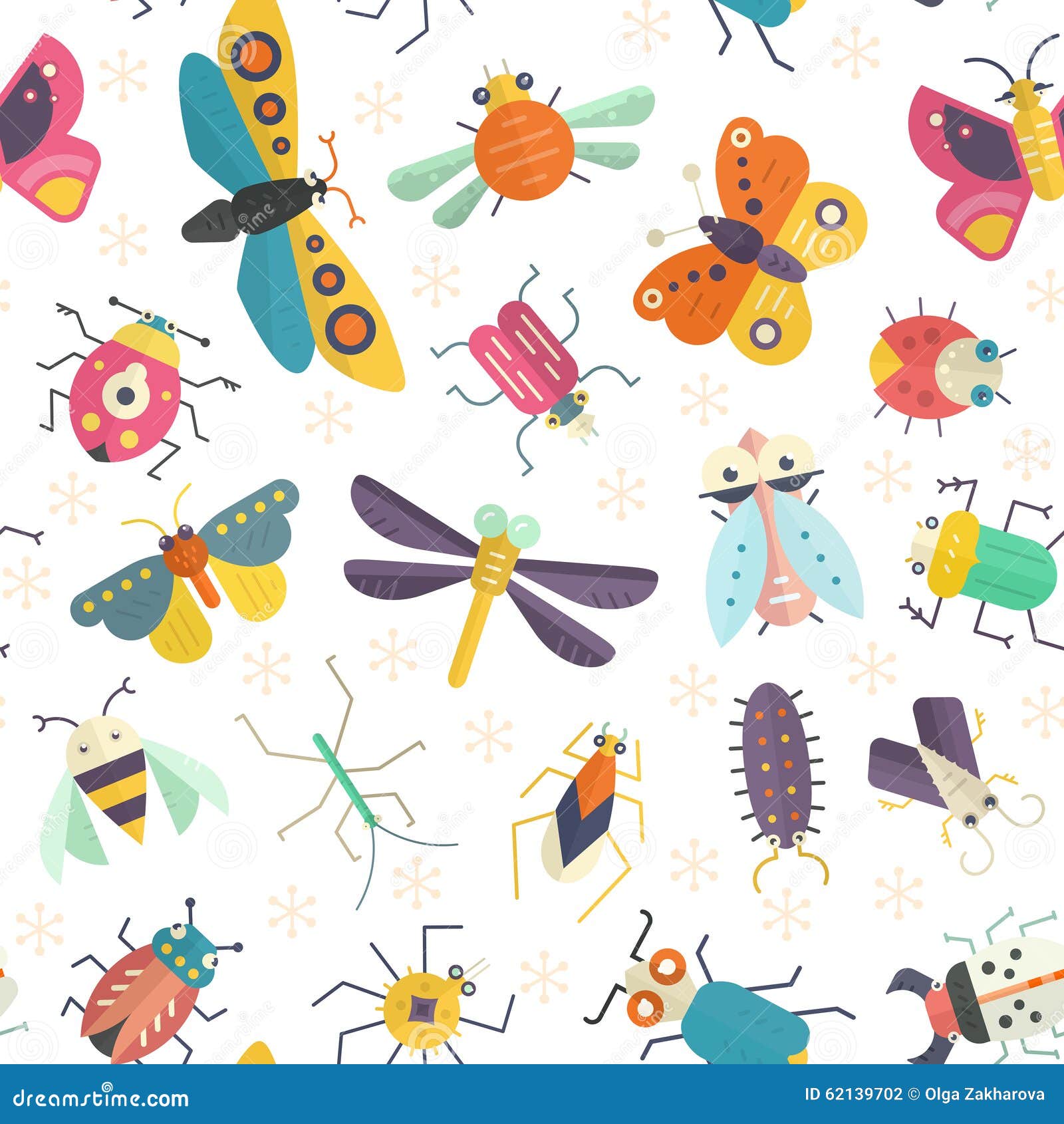 Insects Pattern stock vector. Illustration of motif, funny - 62139702
