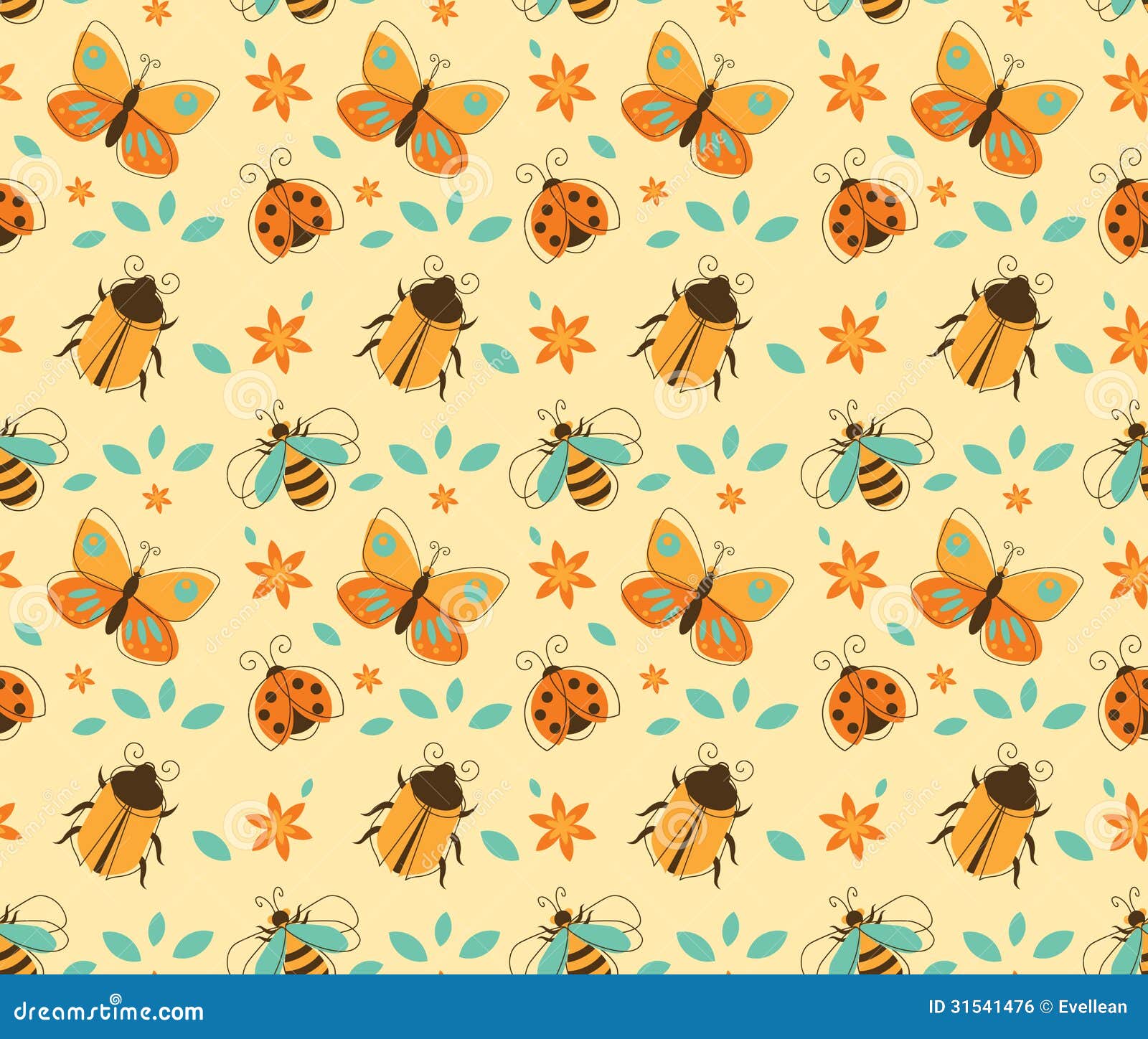 Insects Pattern stock vector. Illustration of insects - 31541476