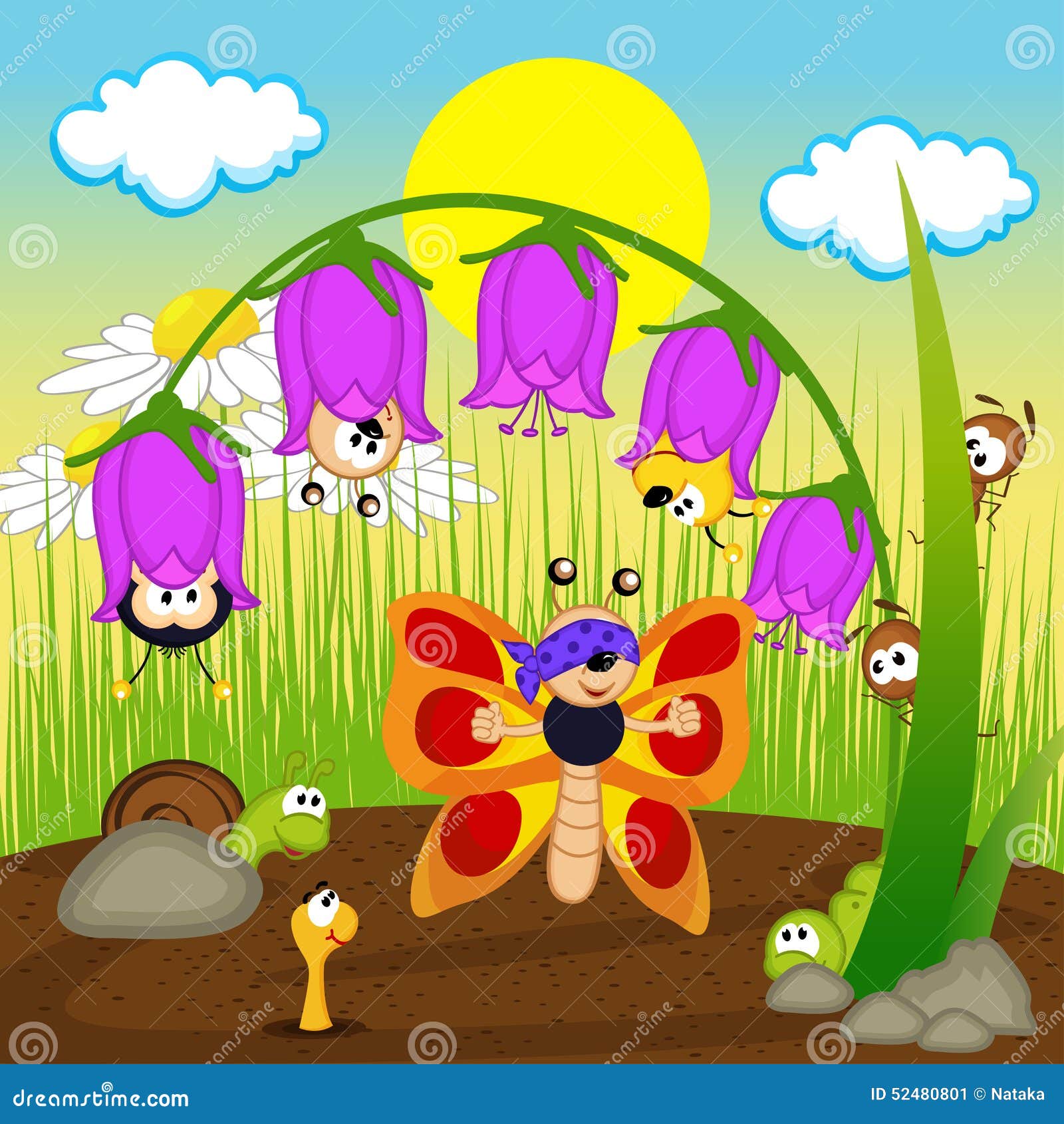 Insects Playing Hide And Seek Cartoon Vector | CartoonDealer.com #52480801