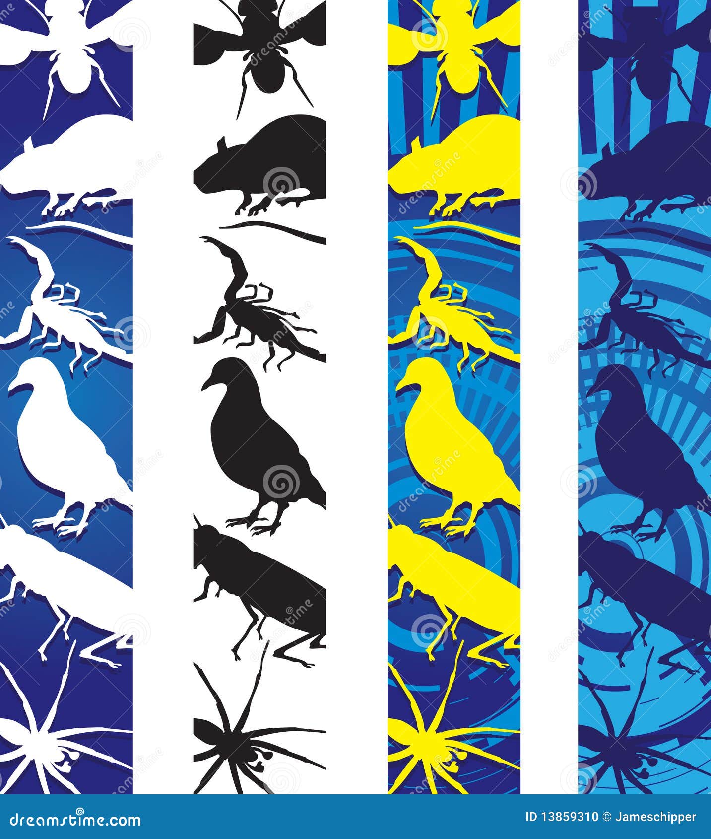 Insects and Rodents Banners Stock Illustration - Illustration of ...