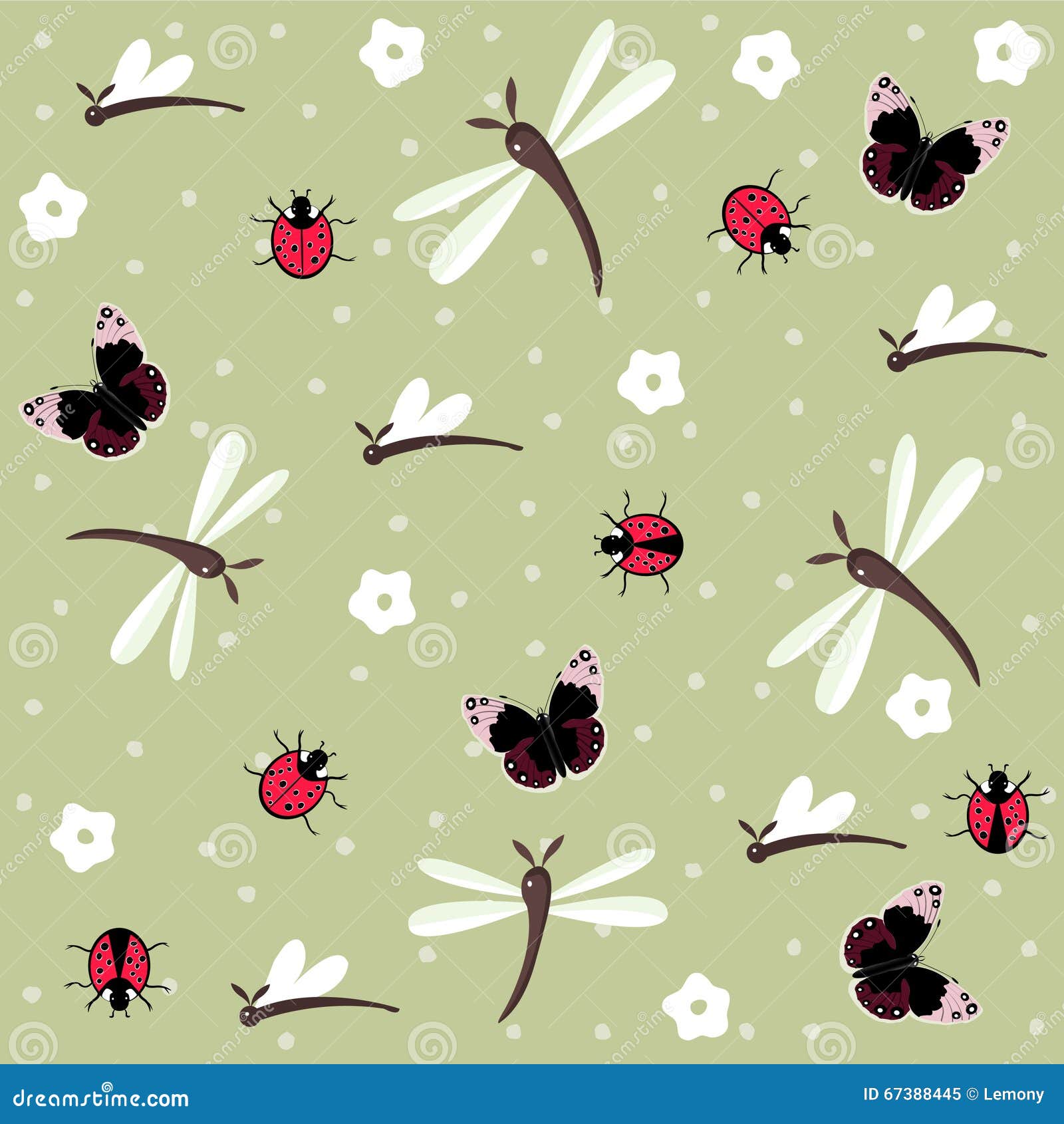 Insects Seamless Vector Pattern | CartoonDealer.com #280403431