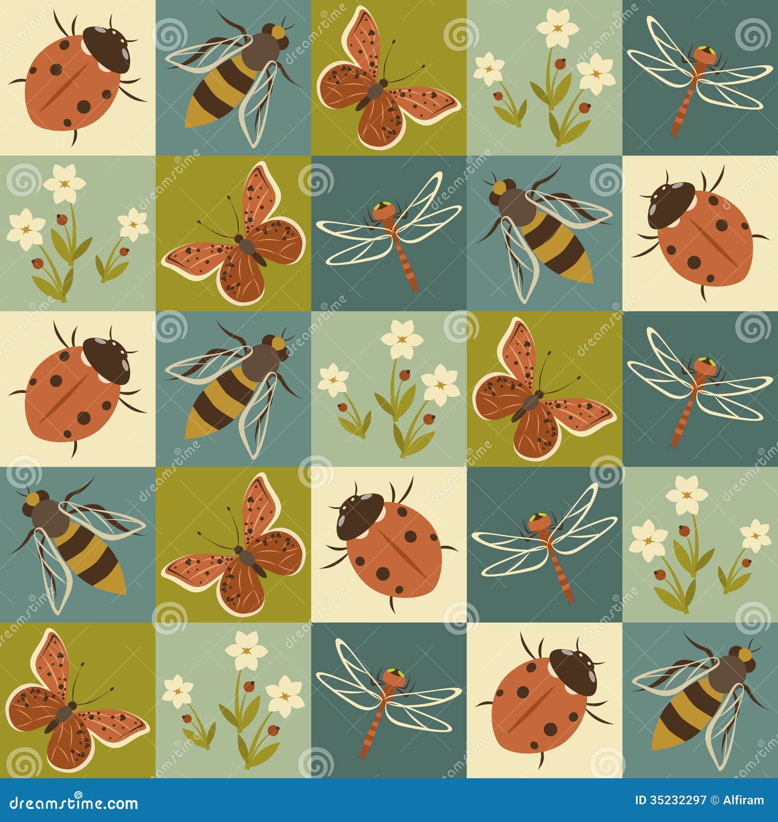 Insects seamless pattern stock vector. Illustration of decorative ...
