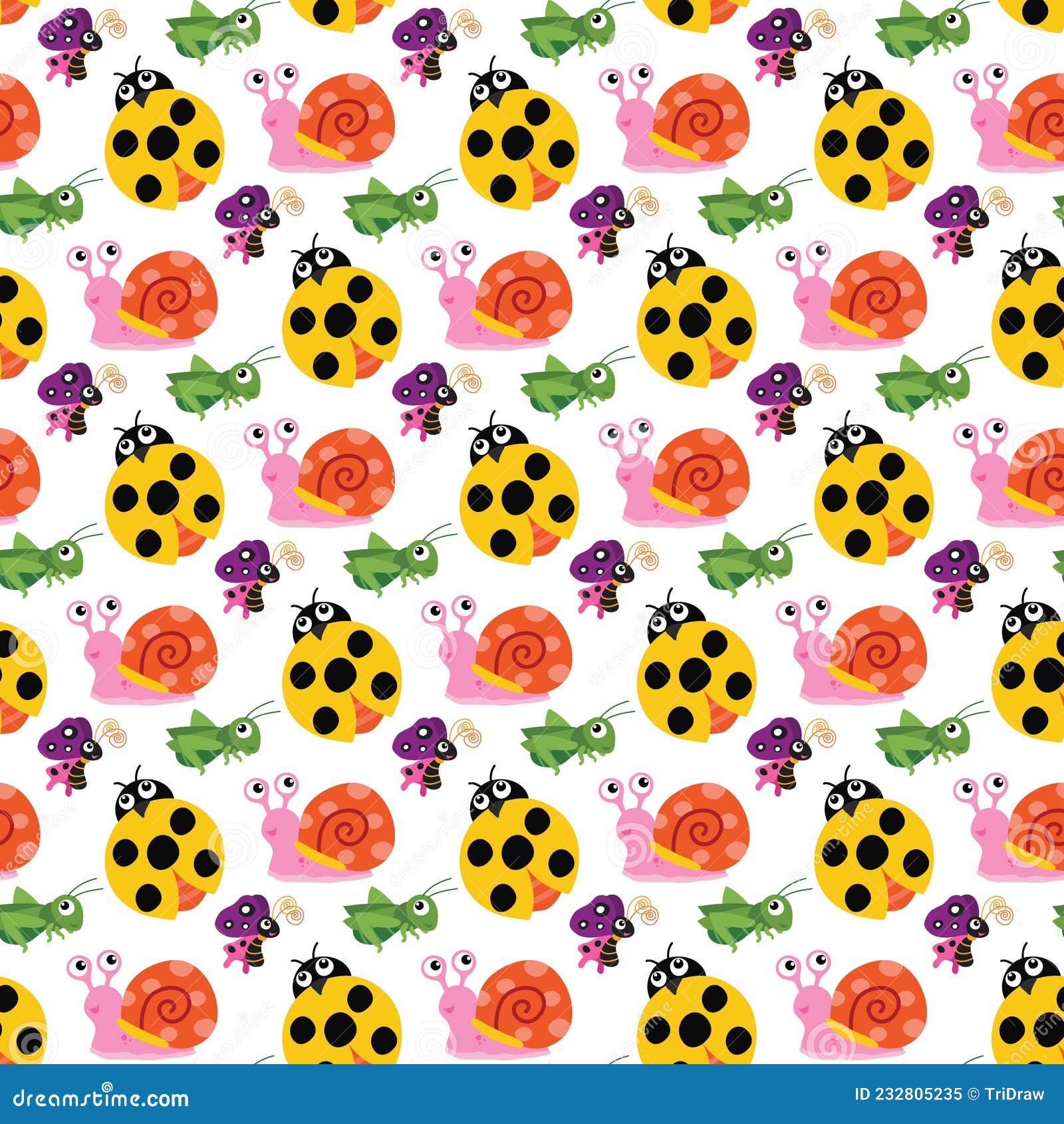 Insects Seamless Pattern Design Stock Illustration - Illustration of ...