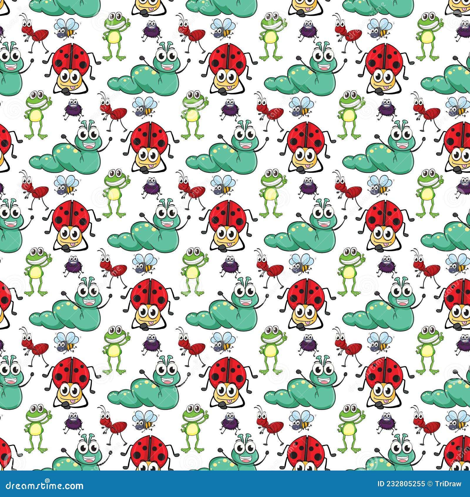 Insects Seamless Pattern Design Stock Illustration - Illustration of ...