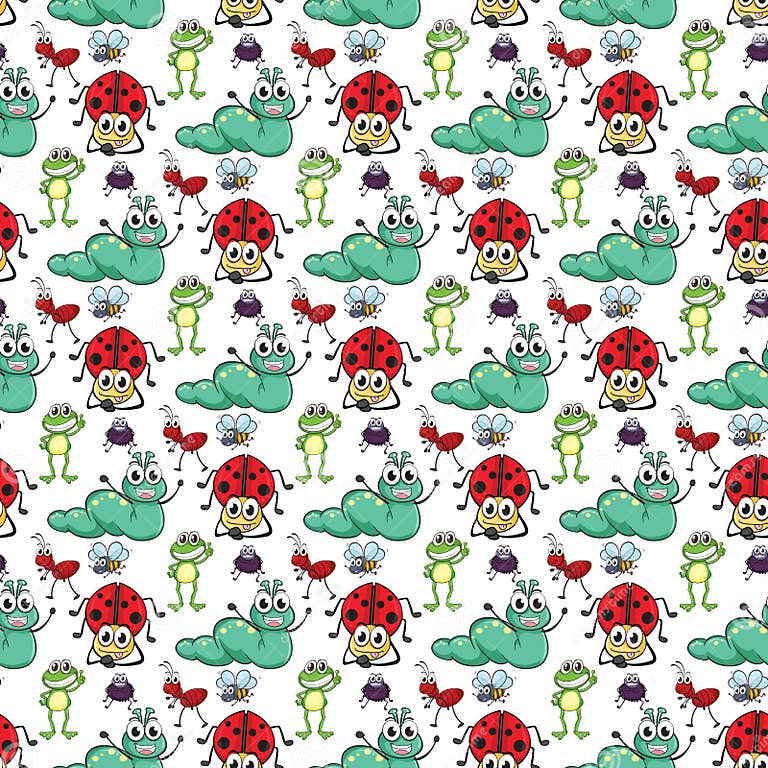 Insects Seamless Pattern Design Stock Illustration - Illustration of ...