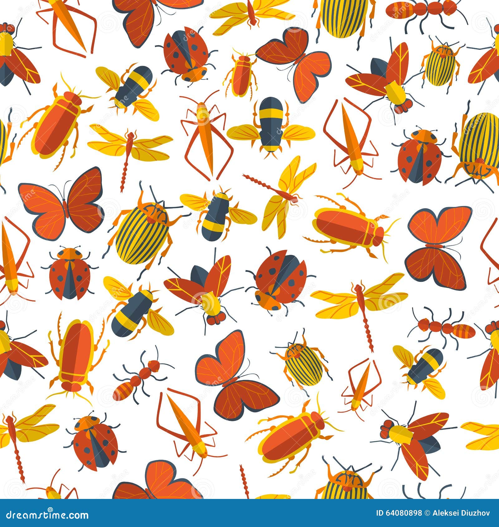 Insects seamless pattern stock illustration. Illustration of animals ...
