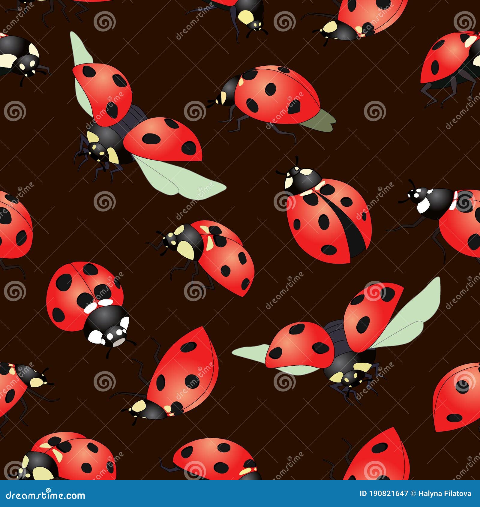 1115 Insects, Seamless Pattern With Red Beetles, Ornament For Wallpaper ...