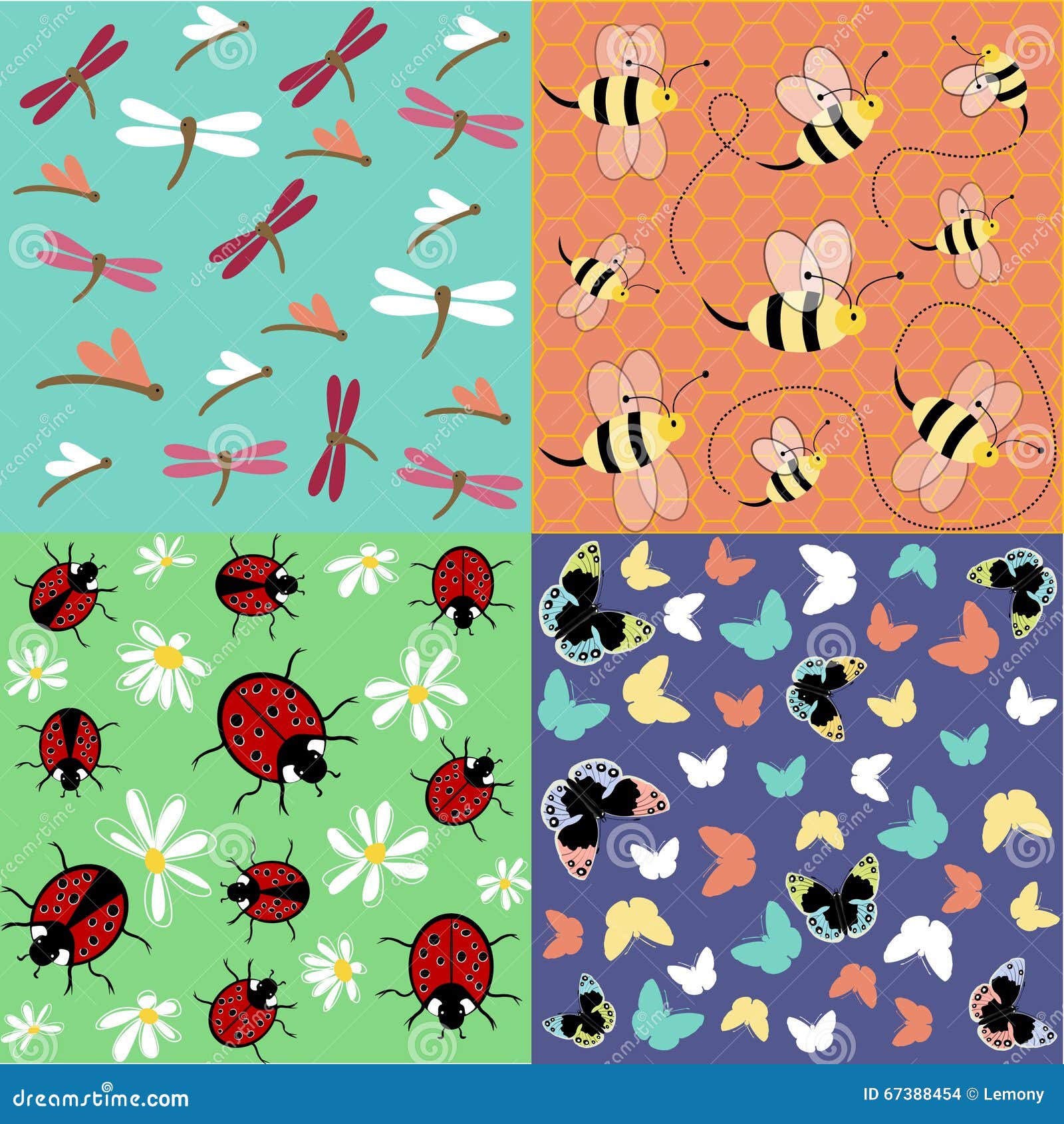 Insects Seamless Vector Pattern | CartoonDealer.com #280403431