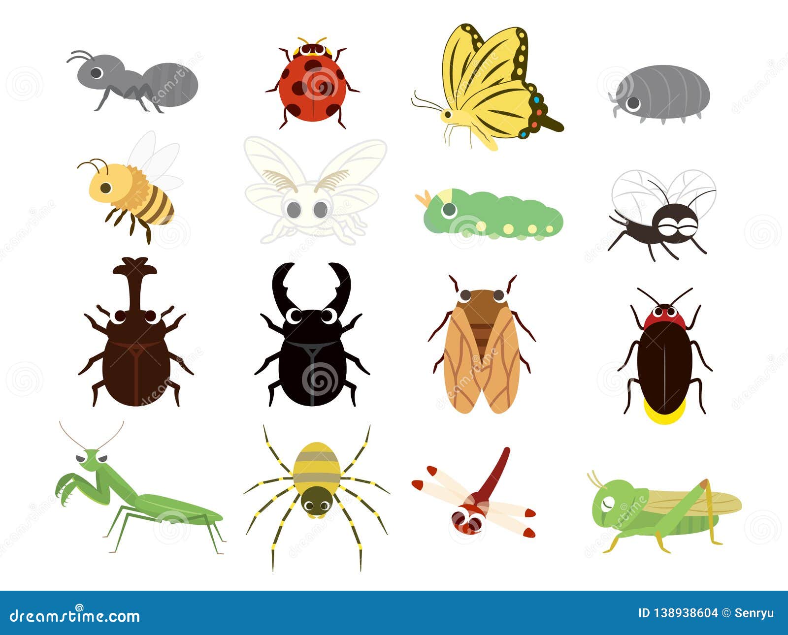 Insects set stock vector. Illustration of swallowtail - 138938604