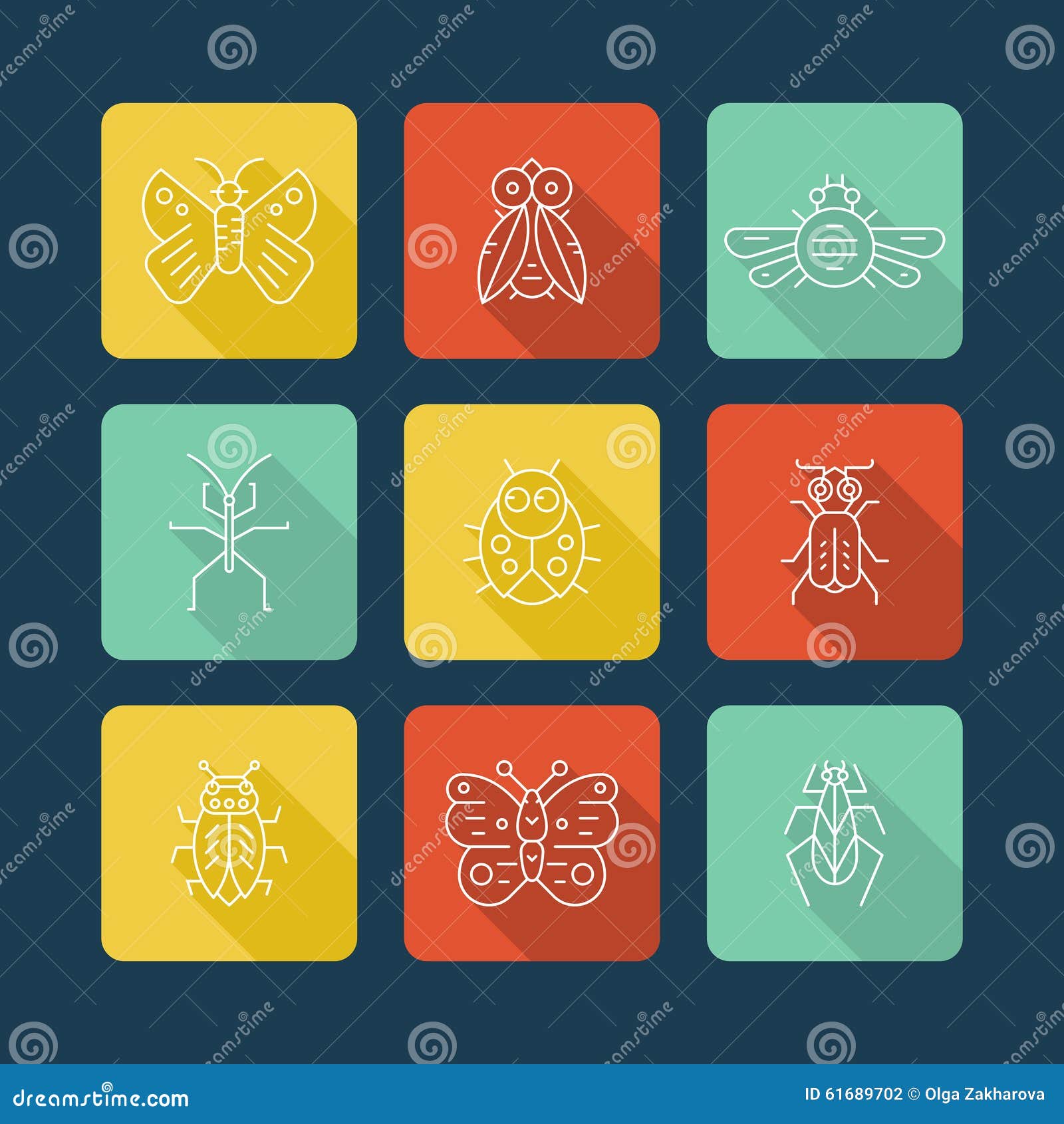 Insects Thin Line Icon Set, Bugs, Beetles, Termites Symbols Collection ...