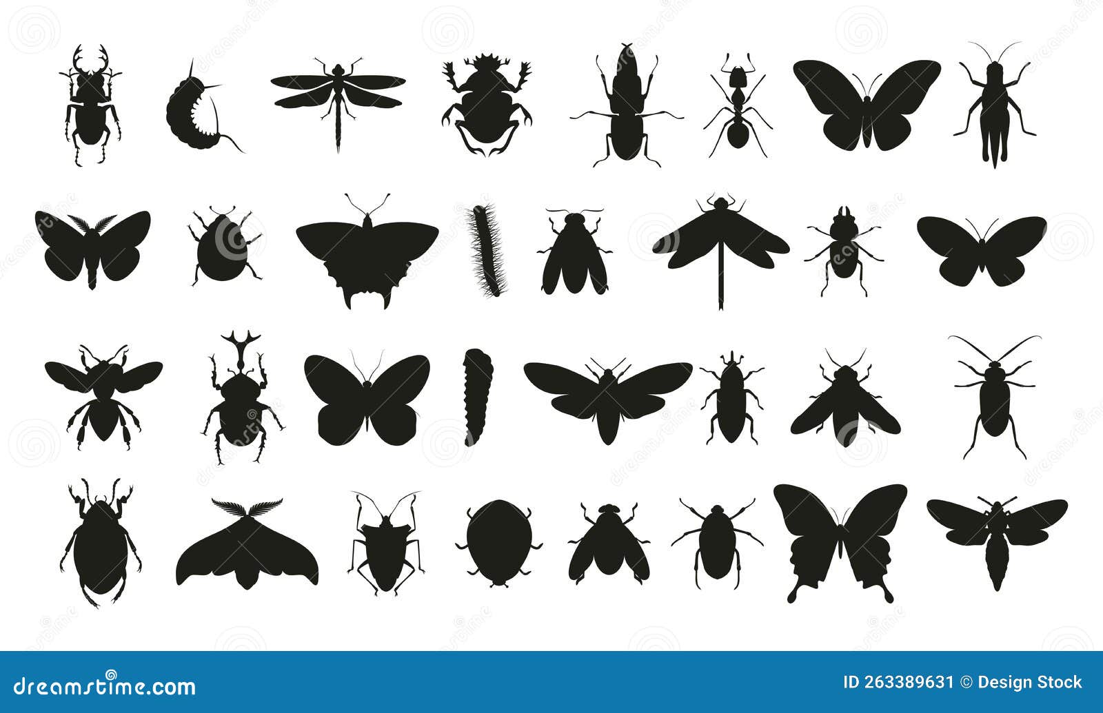 Insects Silhouettes-collections Vector Stock Illustration ...