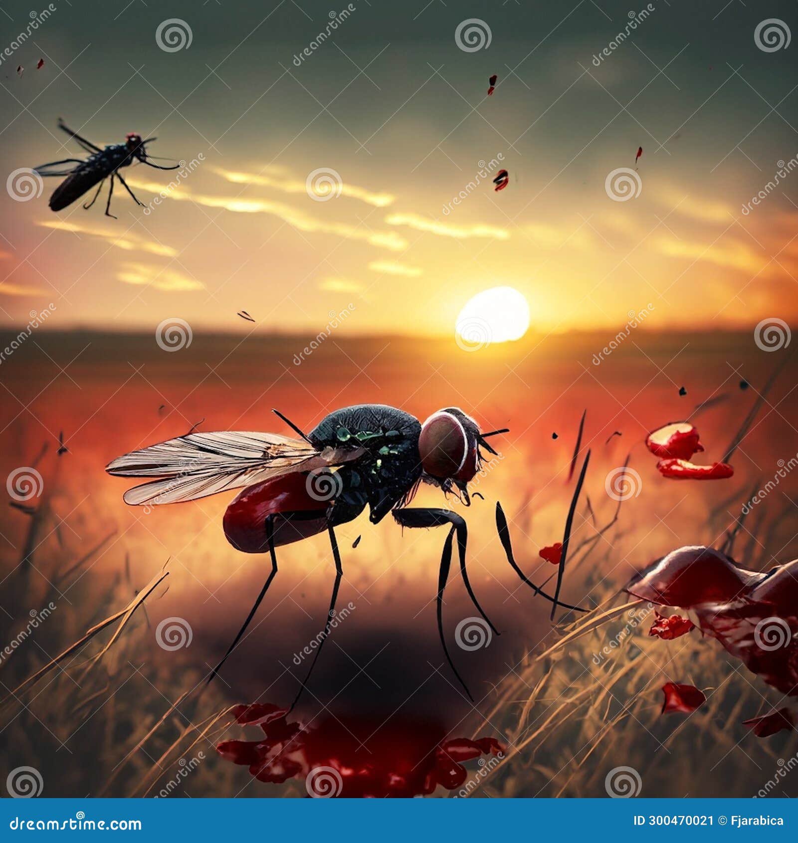 Insects at sunset stock illustration. Illustration of wildlife - 300470021