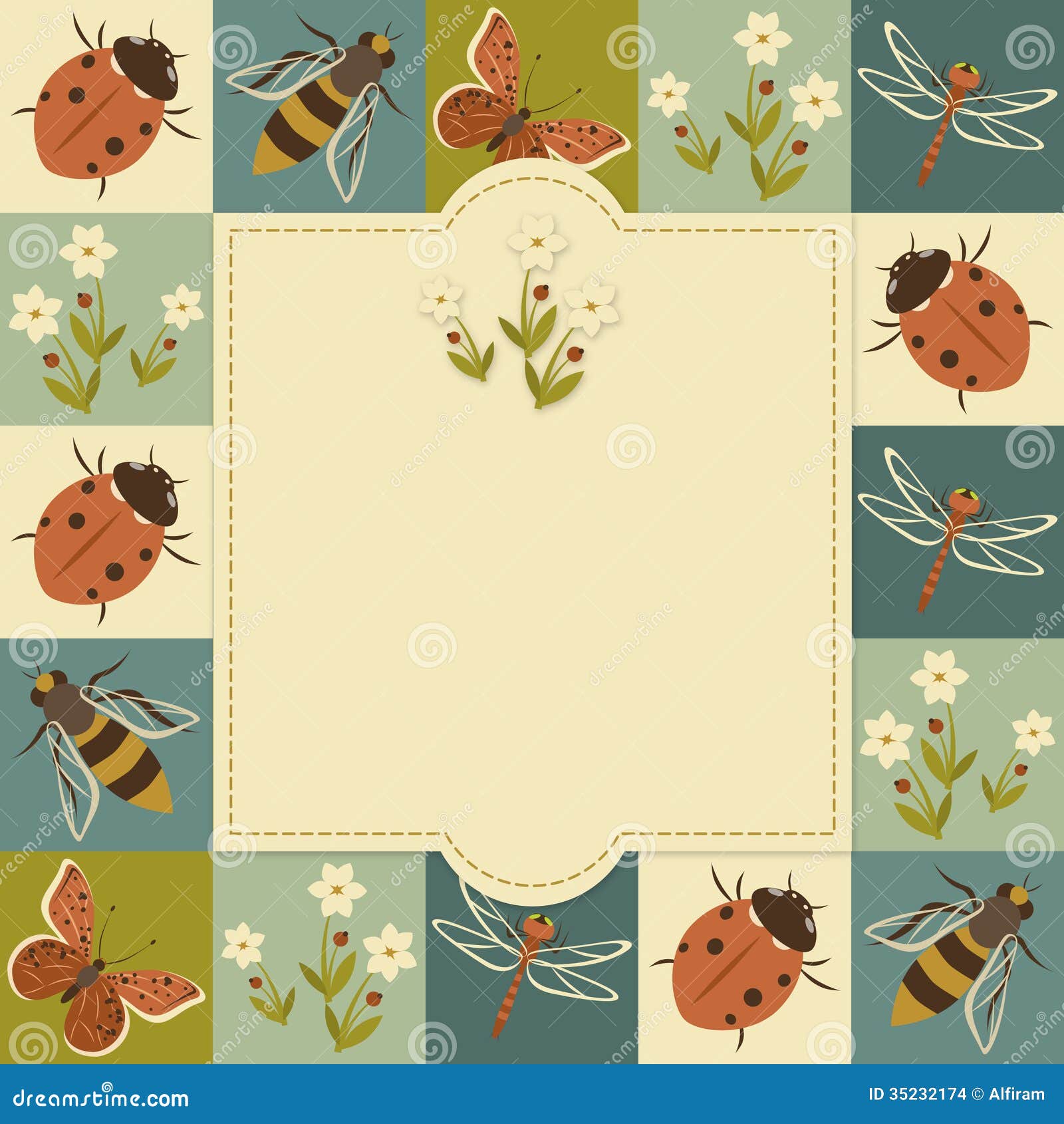 Insects vintage template stock vector. Illustration of insects - 35232174