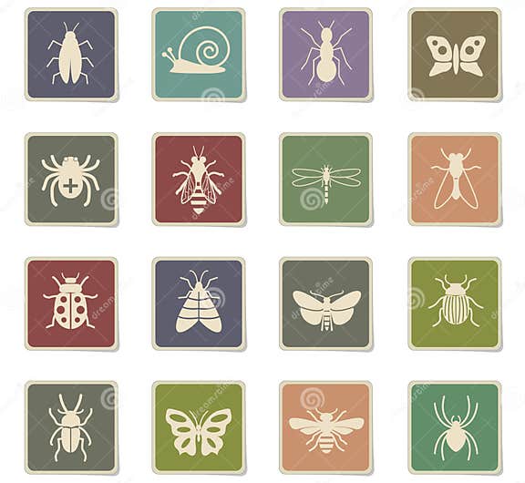 Insects icon set stock illustration. Illustration of insects - 121913906