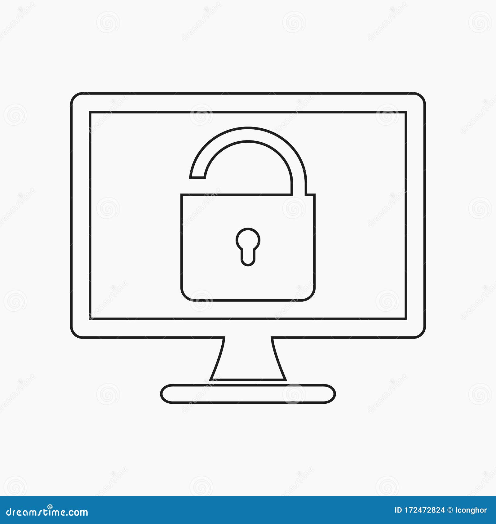 Insecure Computer Protection Icon. Stock Vector - Illustration of ...