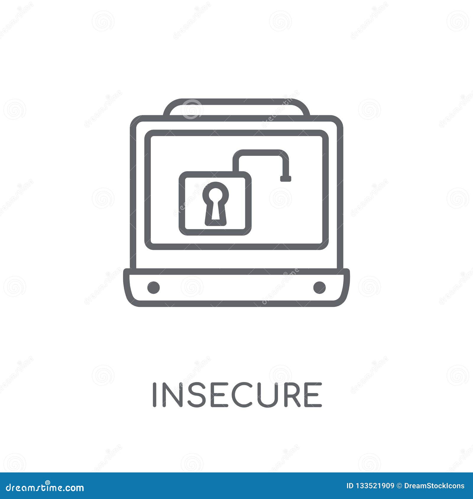 Linear Insecure Icon From Internet Security Outline Collection Thin