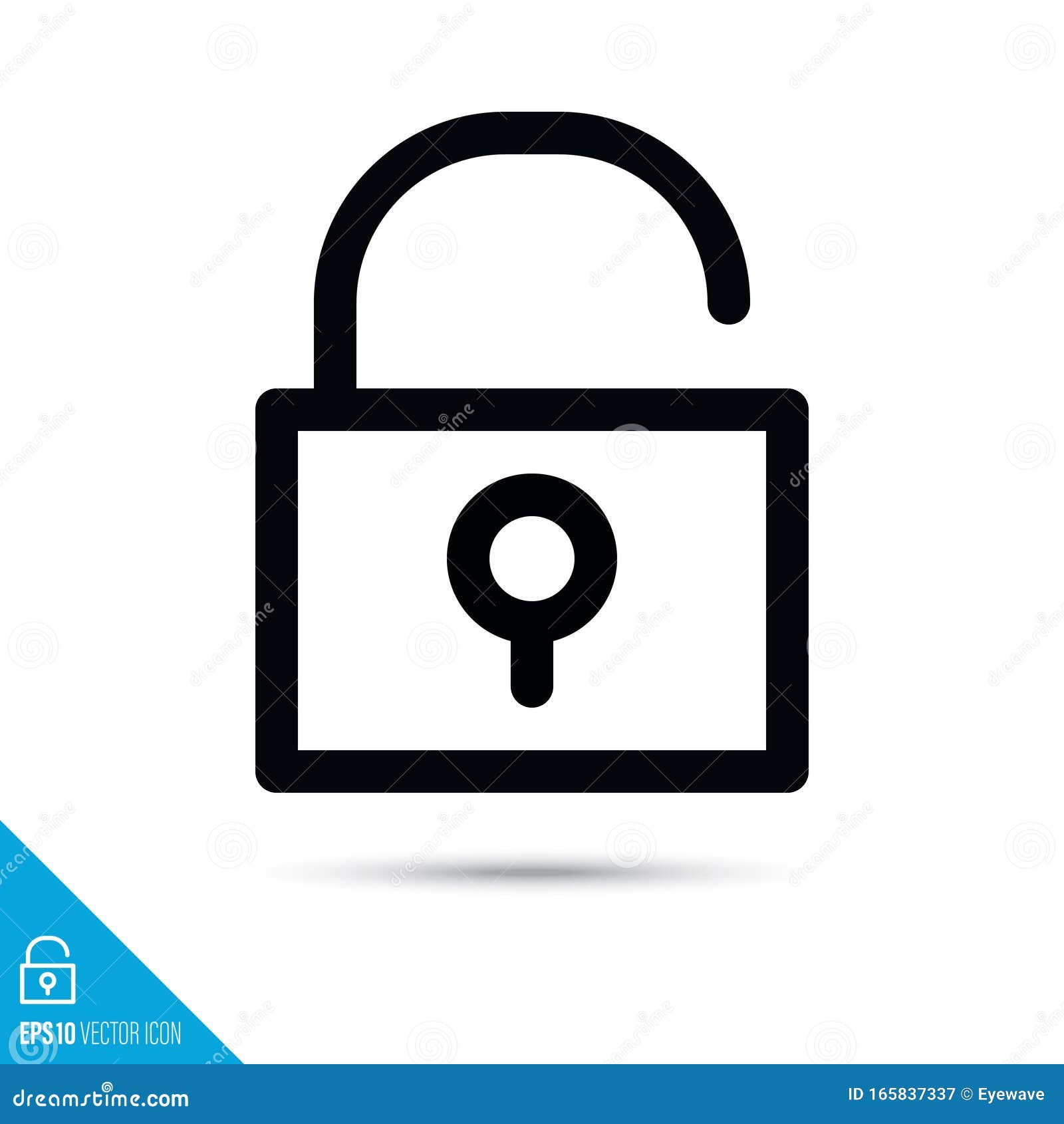 Insecure Padlock UI Symbol Vector Line Icon Stock Vector - Illustration ...