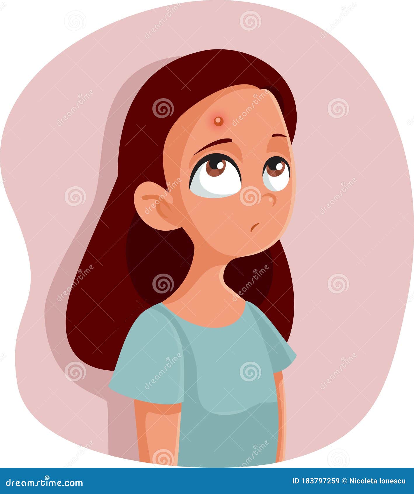 Sad Teenage Girl Having a Pimple Vector Cartoon Stock Illustration ... Sad Teenage Girl Having a Pimple Vector Cartoon Stock Illustration ...