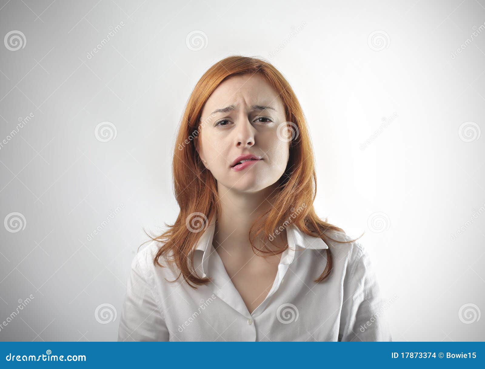 Insecure woman stock photo. Image of redhead, female - 17873374